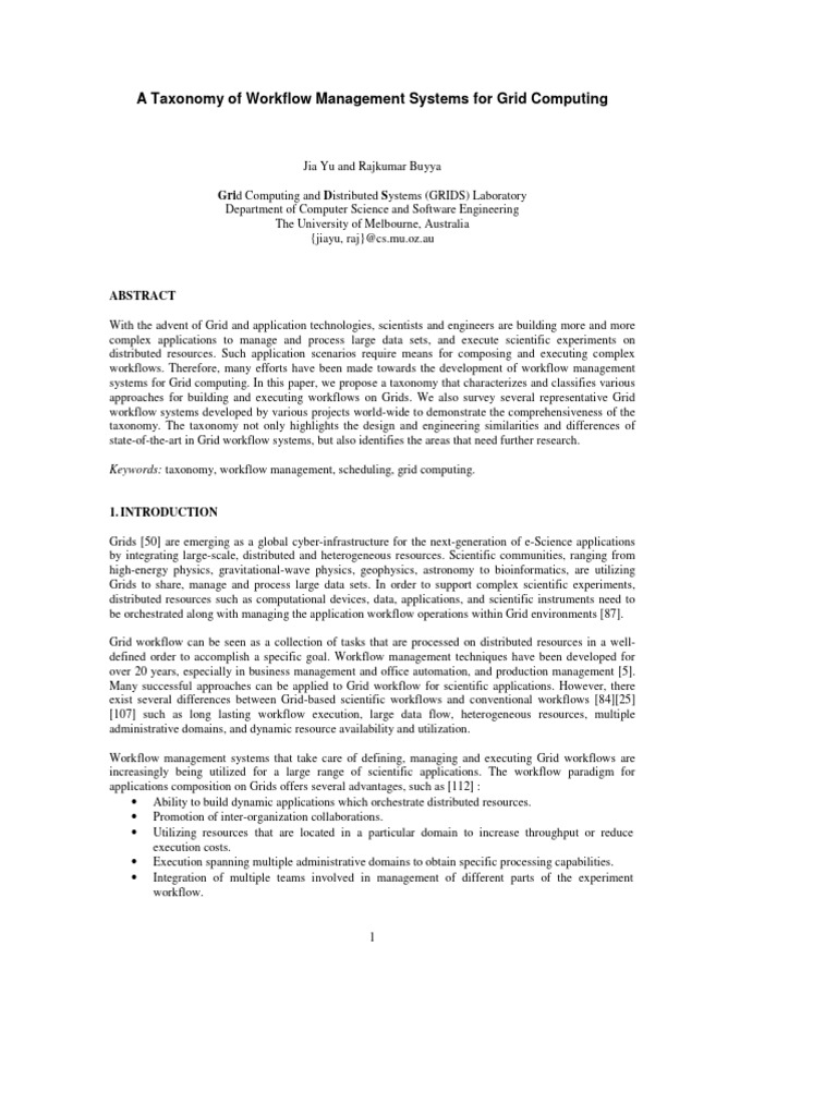5 Workflow Taxonomy in Grid 2005 | PDF | Grid Computing | Scheduling (Computing)