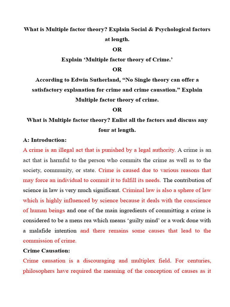 Multiple Factor Theory QQ | PDF | Crimes | Crime & Violence