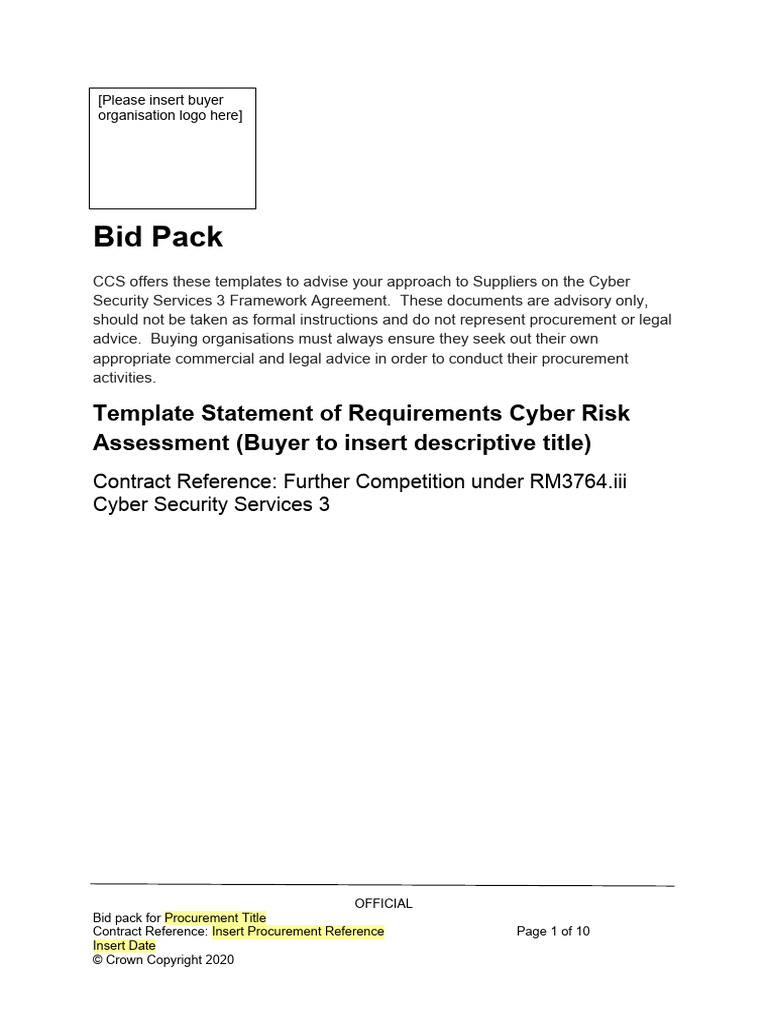 RM3764.3 Statement of Requirements Template Risk Assessment | PDF ...