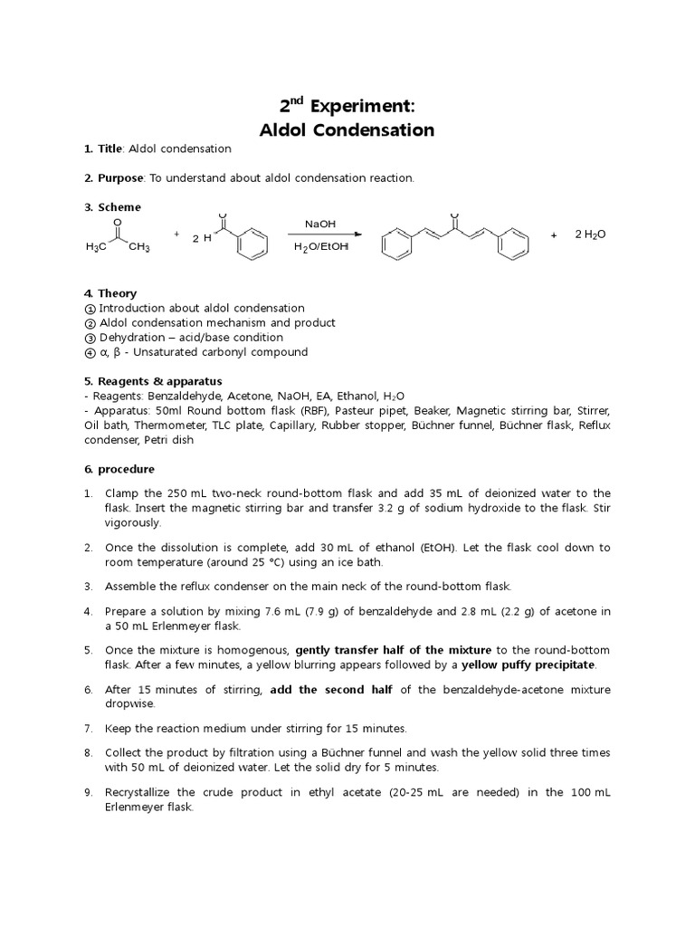 2nd Experiment - Aldol Condensation | PDF | Science & Mathematics ...