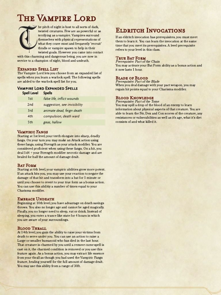 The Vampire Lord v1.01 | PDF | Vampires