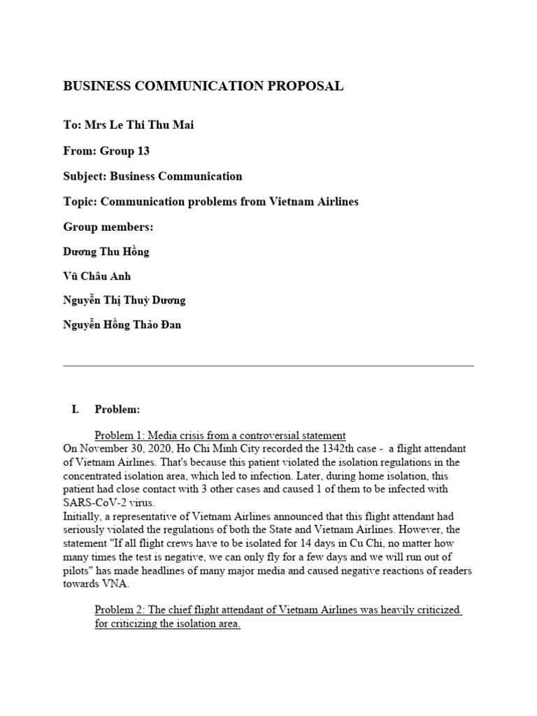 Business Communication Proposal | PDF | Communication | Vietnam