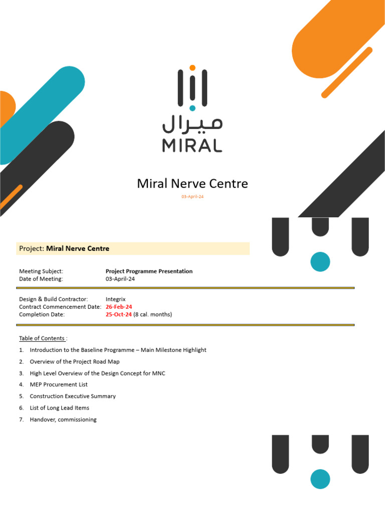 Miral Nerve Centre Project Brief | PDF | Specification (Technical ...