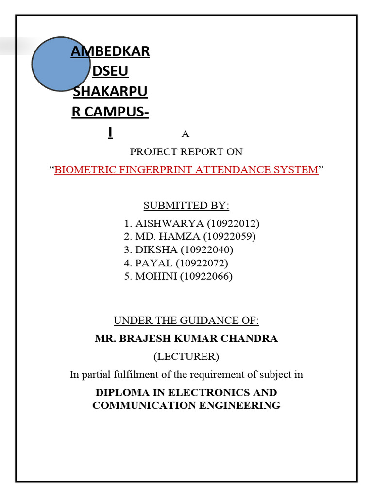 Minor Project Report | PDF | Biometrics | Fingerprint