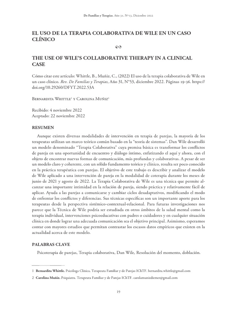 Terapia Colaborativa de Wile en Parejas | PDF | Psicoterapia ...