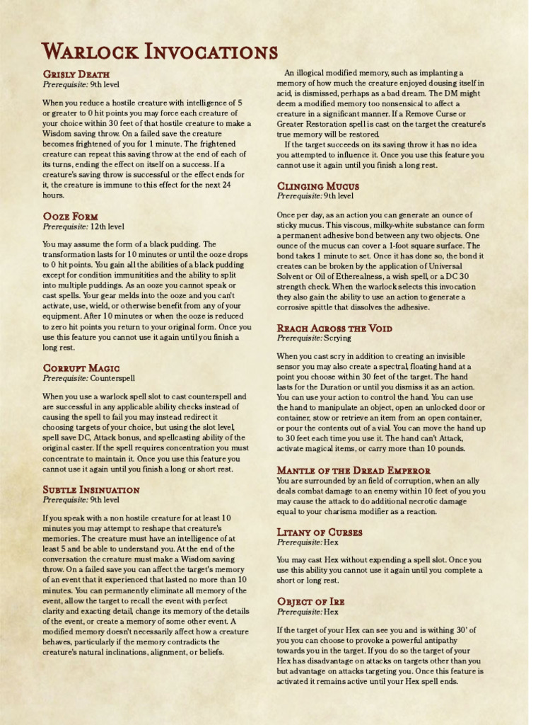 More Warlock Invocations4 | PDF | Law
