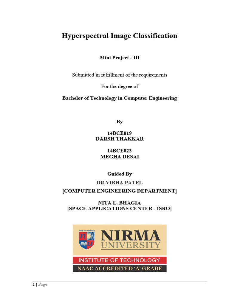 14bce019 14bce023 Hyperspectral Image Classification | PDF | Principal Component Analysis ...