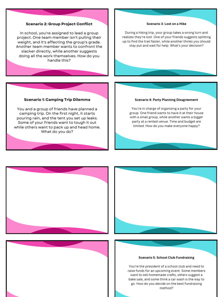 Scenario For Problem Solving - Leadership Skills For Teenagers | PDF