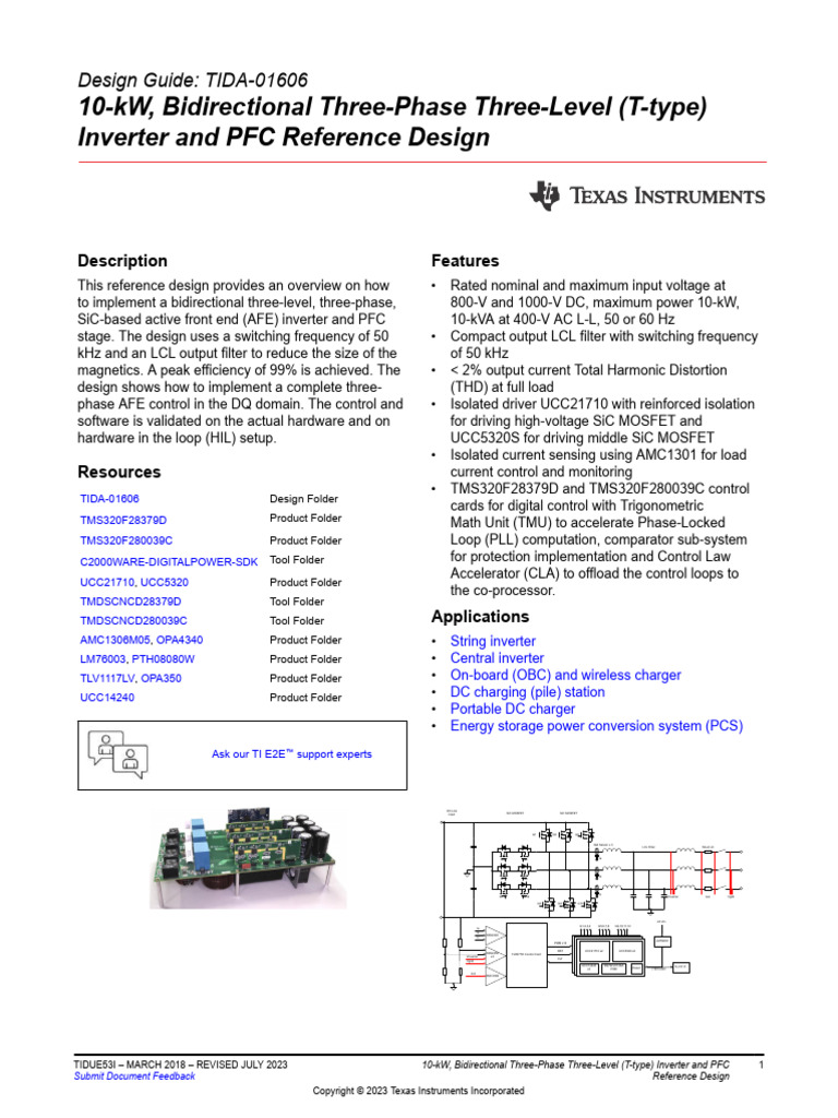 TIDUE531 10-kW, Bidirectional Three-Phase Three-Level (T-Type) Inverter and PFC | Download Free ...