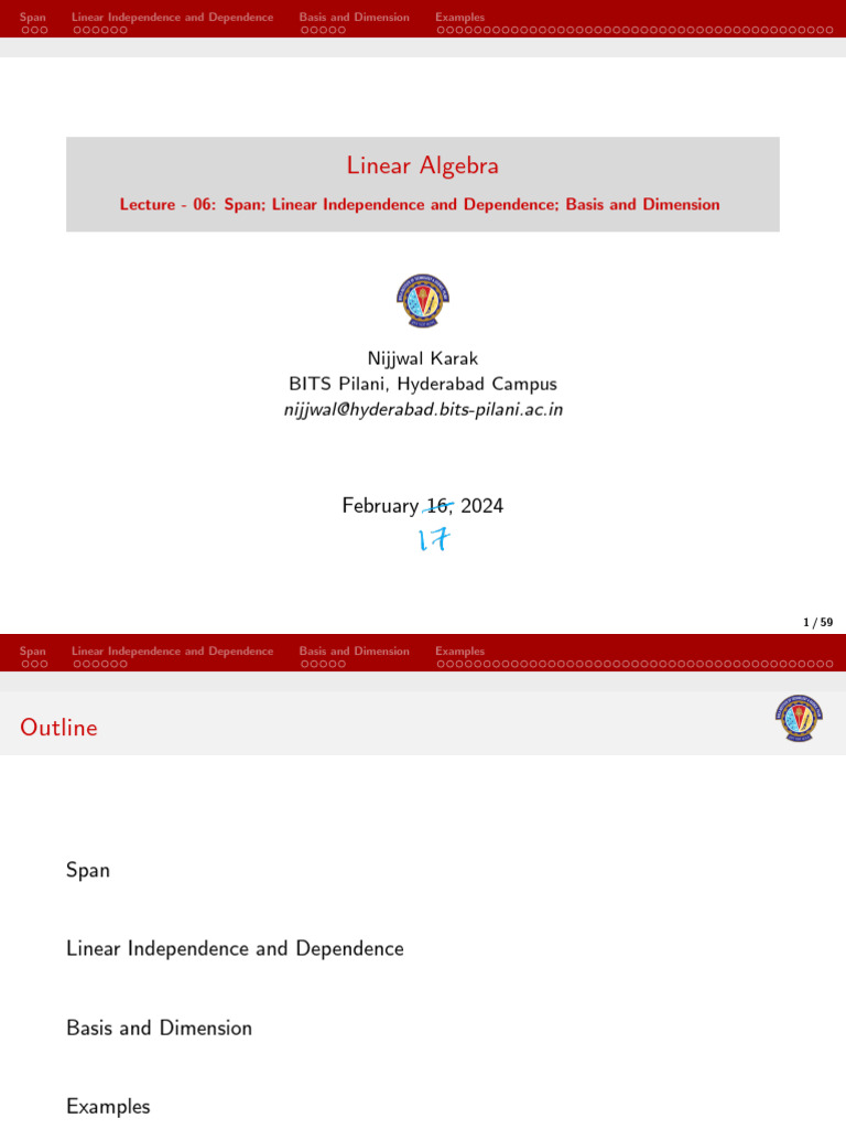 Linear Algebra: Span and Independence | PDF | Basis (Linear Algebra) | Vector Space