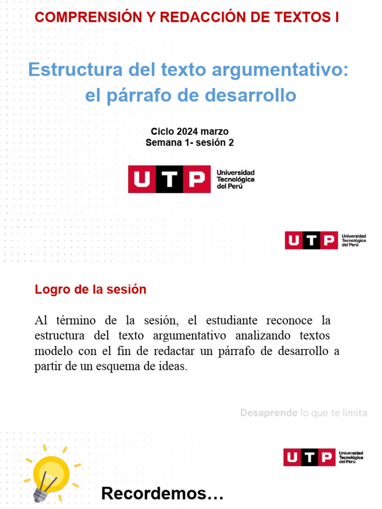 S01.s2-Estructura Del Texto Argumentativo - Párrafo de Desarrollo 2024 ... S01.s2-Estructura Del Texto Argumentativo - Párrafo de Desarrollo 2024 ...