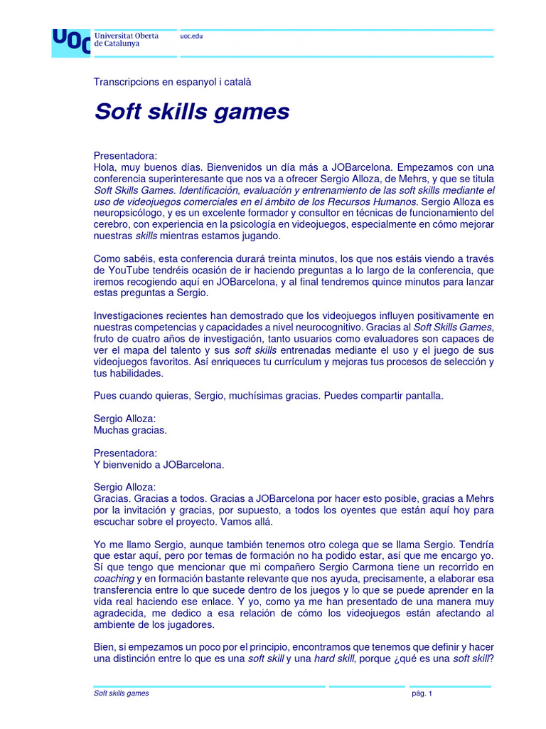 Soft Skills Games | PDF | Videojuegos | Pensamiento