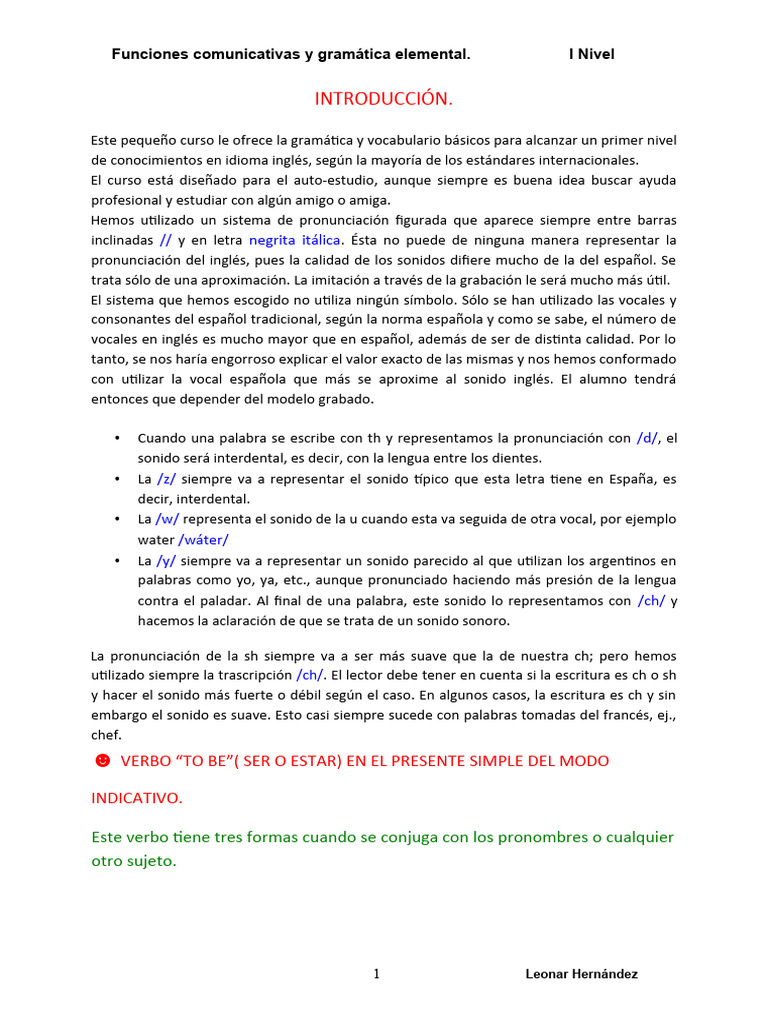 ingles-elemental (1) | PDF | Verbo | Vocal