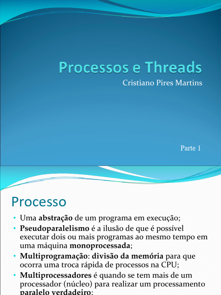 Aula 02 - Processos e Threads - Tanenbaum | PDF | Thread (informática) | Agendamento (informática)