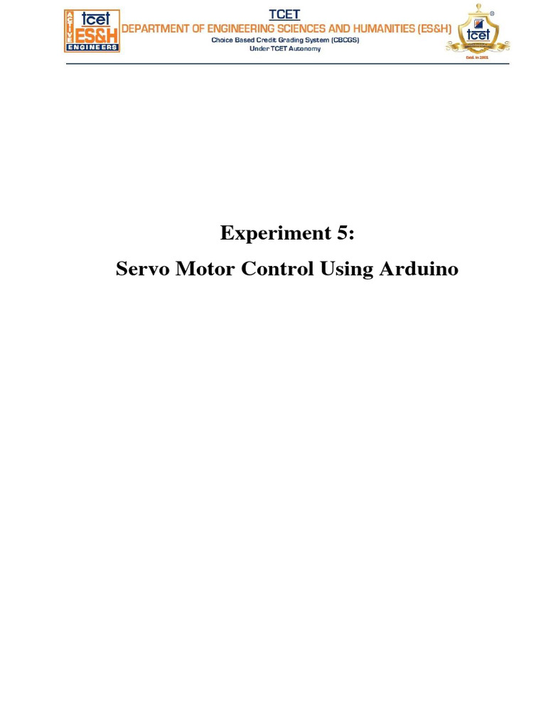 Experiment 5: Servo Motor Control Using Arduino | Download Free PDF | Servomechanism ...