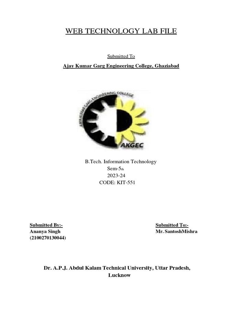 Web Technology Lab Practical Guide | PDF | Websites | Computer Programming