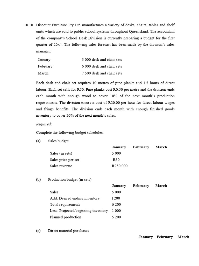 Chapter 10 Master Budget Questions | PDF | Inventory | Business