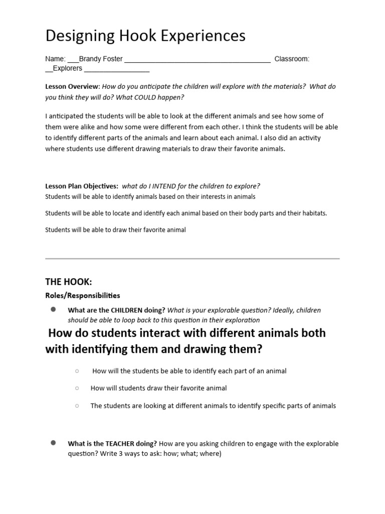 Designing Hook Experiences 2 1 | PDF | Lesson Plan | Cognitive Science