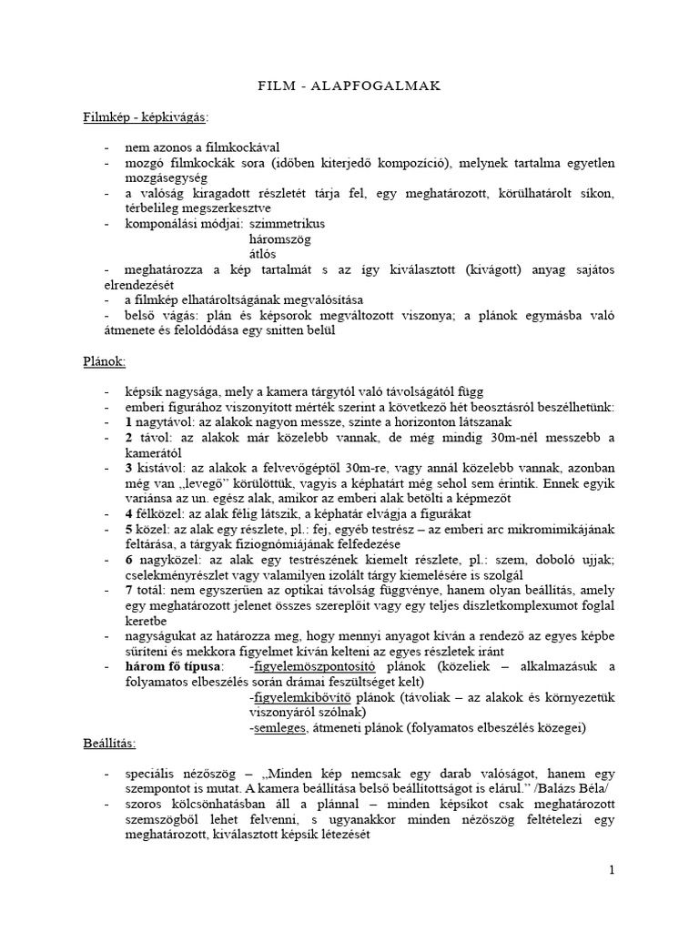 Film - Alapfogalmak | PDF
