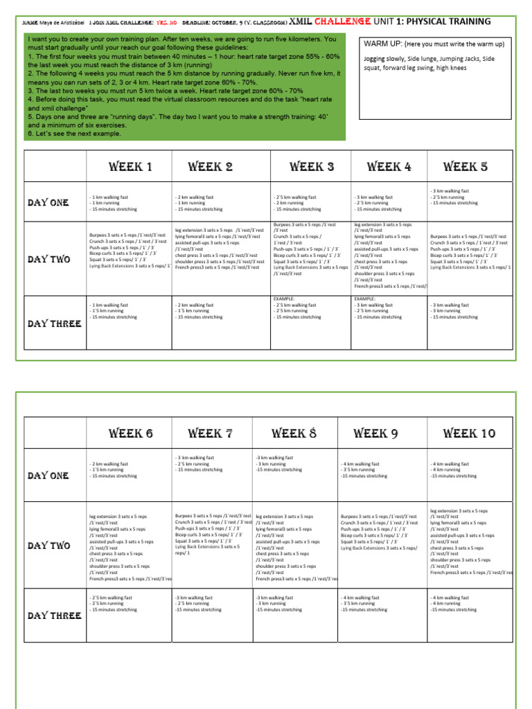 10-Week Physical Training Plan | PDF | Weight Training | Strength Training