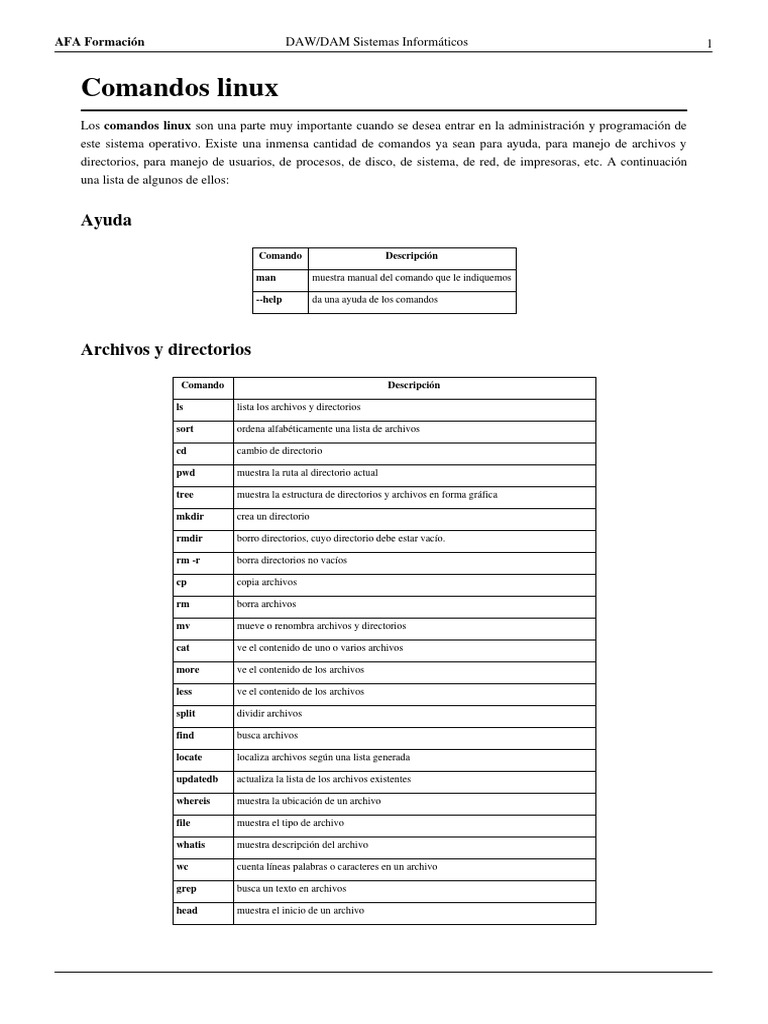 Comandos Linux | PDF | Archivo de computadora | Usuario (informática)
