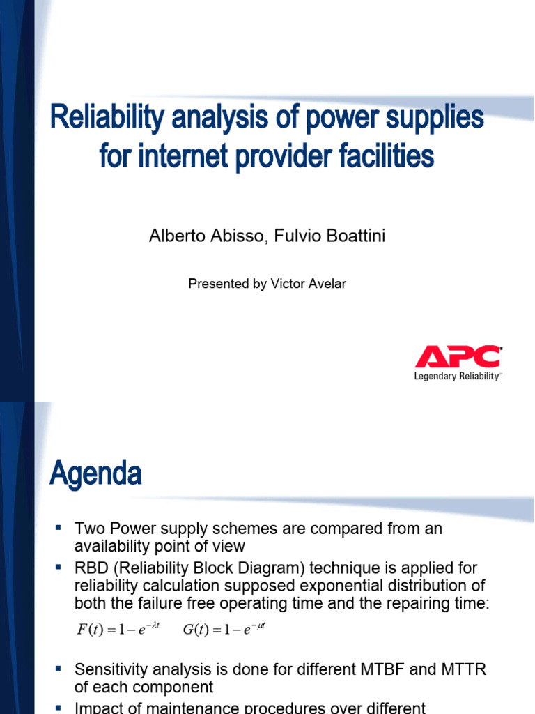Power Supply Reliability Analysis for ISPs | PDF | Reliability Engineering | Electrical Engineering