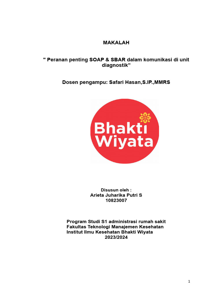 Peran SOAP & SBAR dalam Komunikasi Medis | PDF