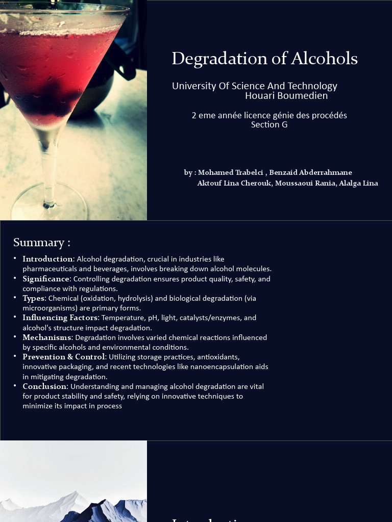 Degradation of Alcohols An in Depth Exploration | PDF | Biodegradation ...