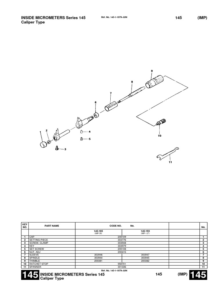 Inside Micrometers Series 145 Caliper Type 145 (IMP) : Ref. No. 145-1 ...
