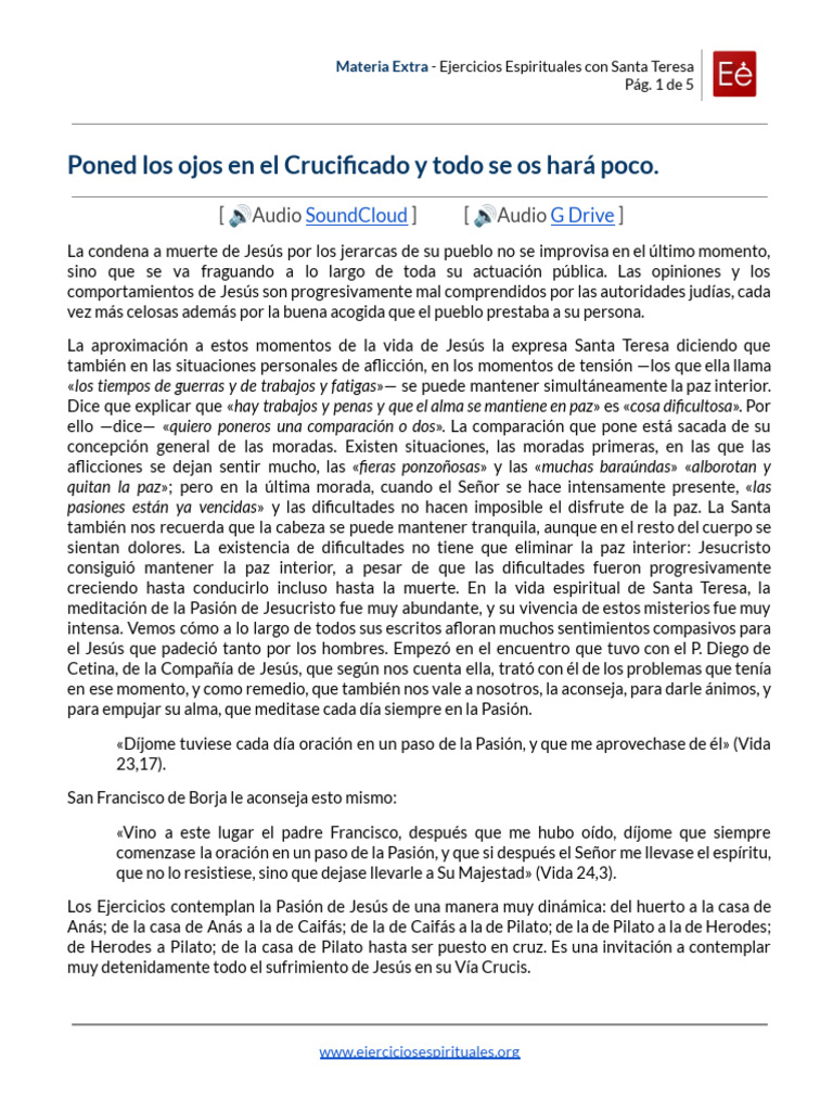 Mat Extra Poned Los Ojos en El Crucificado | PDF | Oración | Cristo (título)
