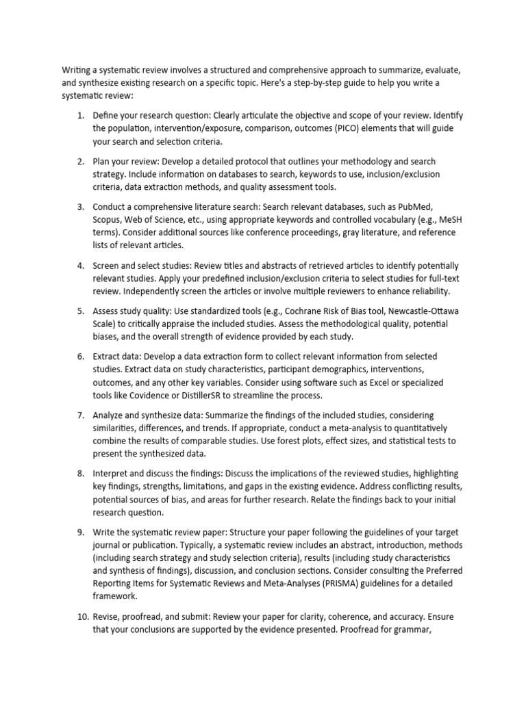 How to write a systemic review | PDF | Systematic Review | Scientific ...