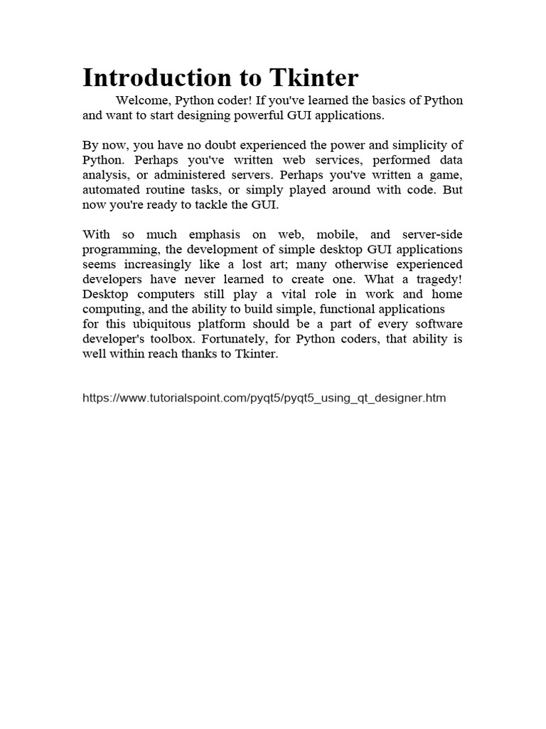 Introduction To Pytohon in GUI | PDF | Graphical User Interfaces | Python (Programming Language)