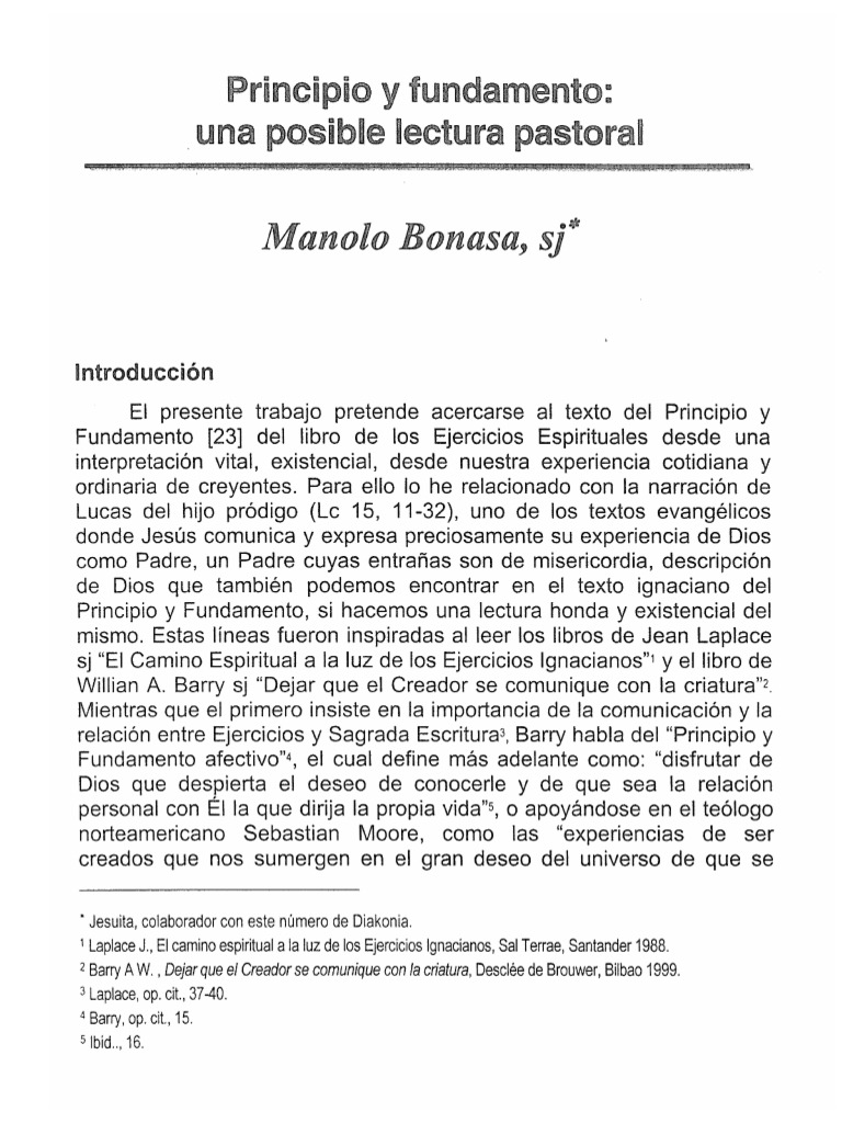 Principio y Fundamento Una Posible Lectura | PDF