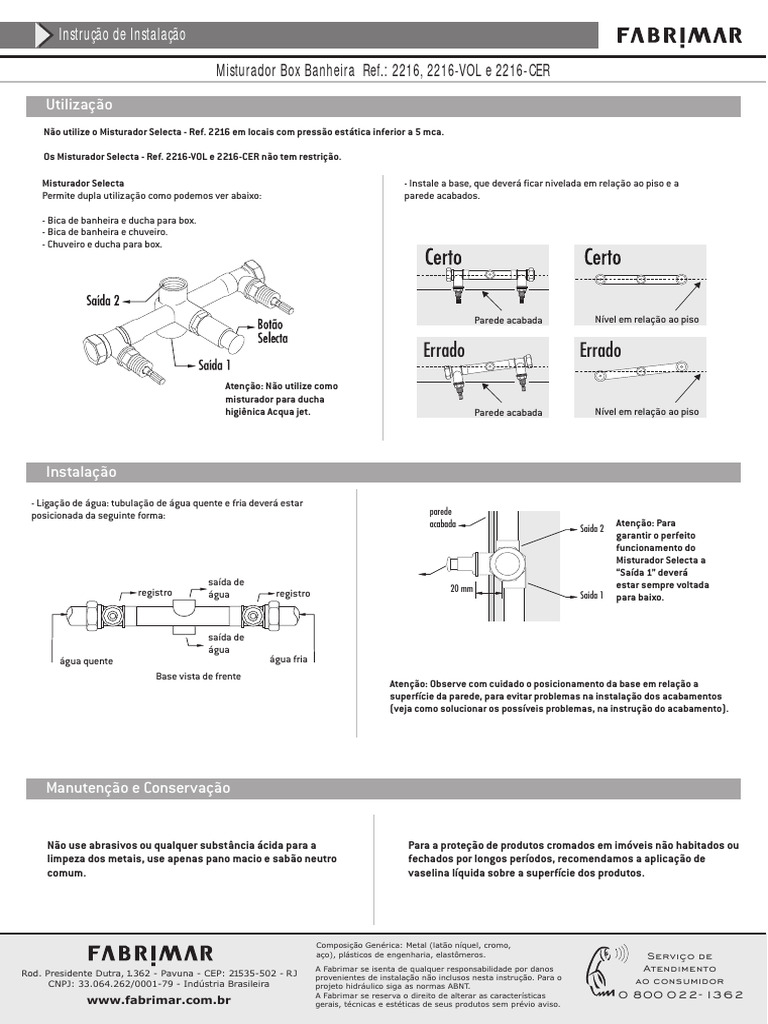 Fabrimar (276) - Manual - Instrucao - Misturador Selecta - Ref 2216 ...