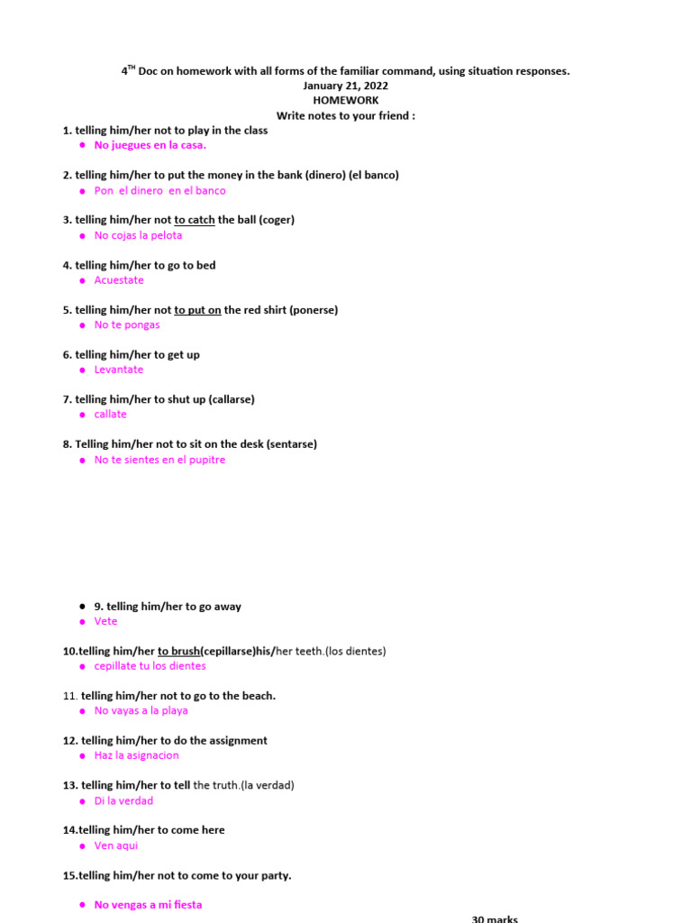 Familiar Commands in Spanish | PDF