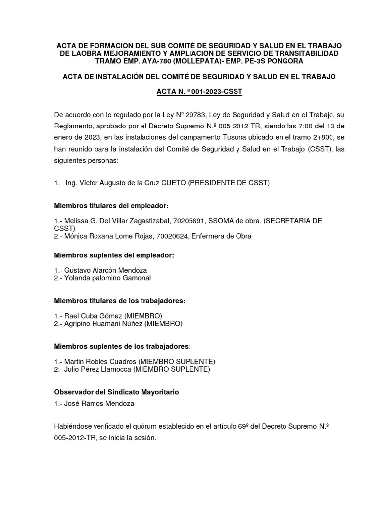 Acta N°1 | PDF | Gobierno