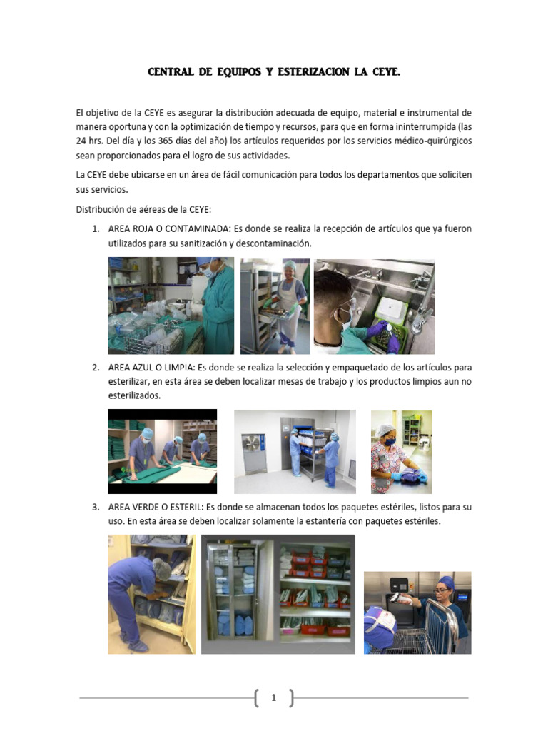 Central de Equipos y Esterizacion La Ceye | PDF | Cirugía | Lavado de manos