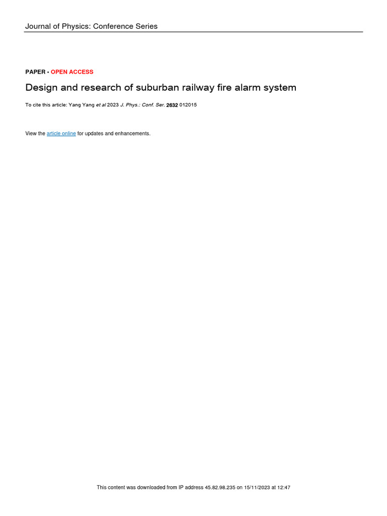 Design and Research of Suburban Railway Fire Alarm System | PDF ...
