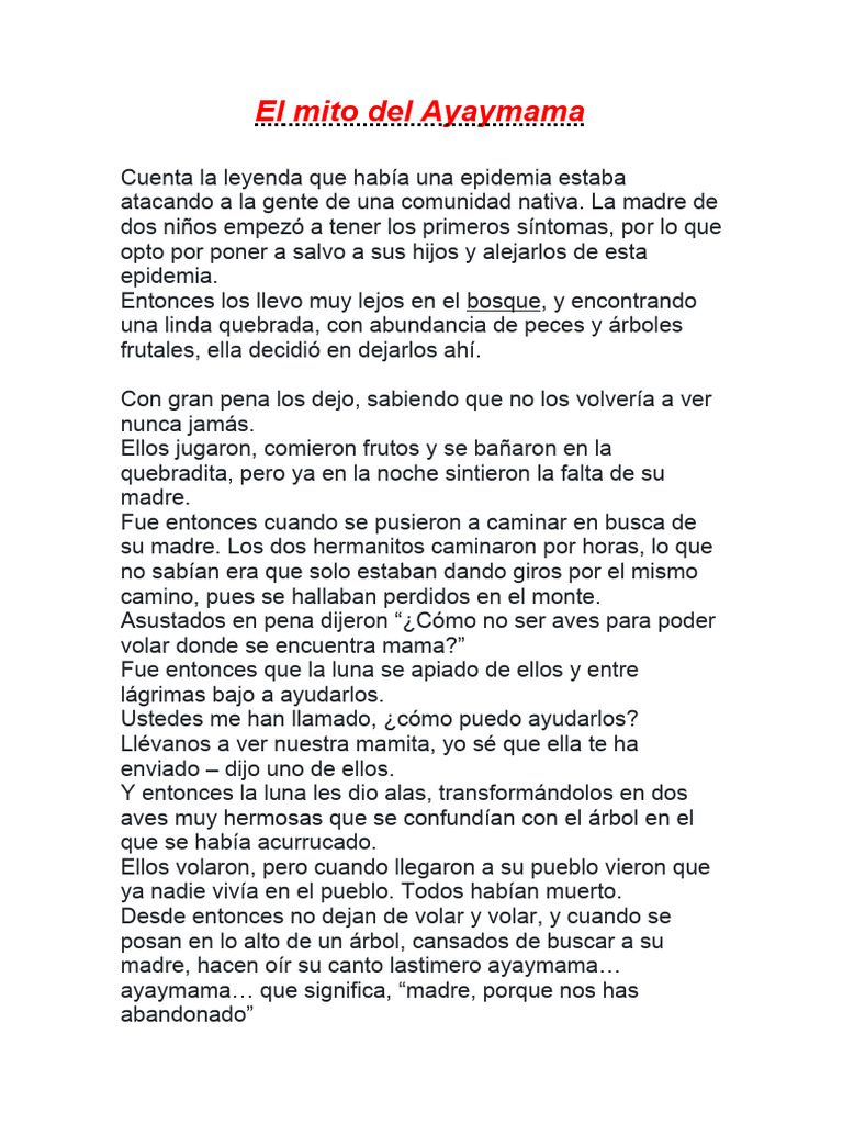 La leyenda del Ayaymama | PDF