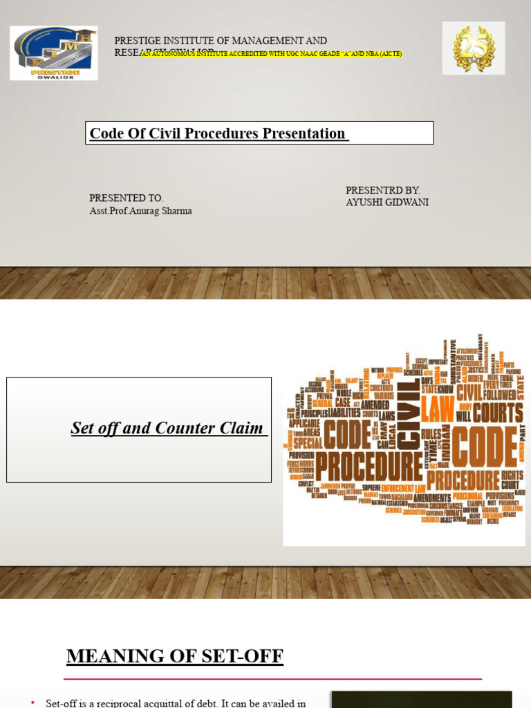 CPC Presentation | PDF | Lawsuit | Set Off (Law)
