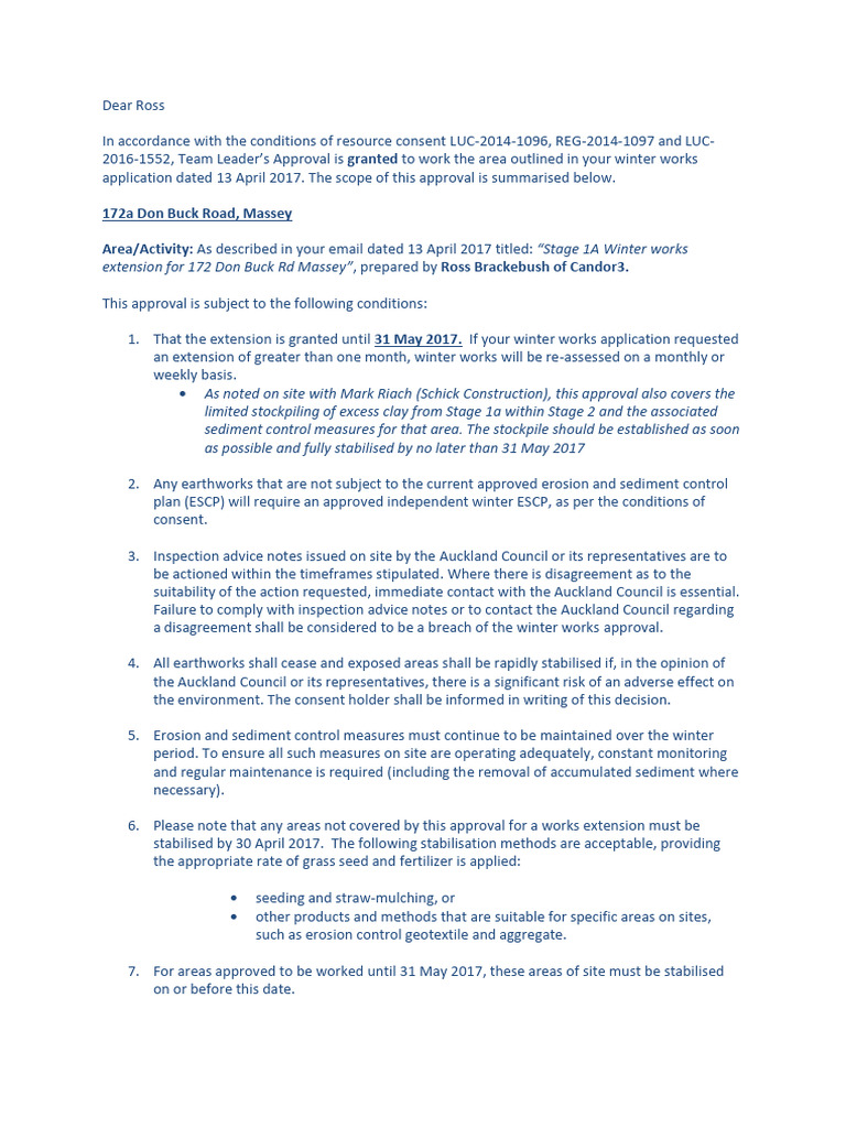 Winter works approval | PDF | Sediment | Earth Sciences