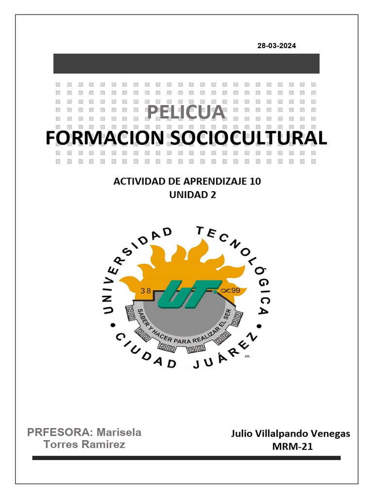 U2 - Act - 10 Pelicula | PDF | Sicología | Ciencias del comportamiento