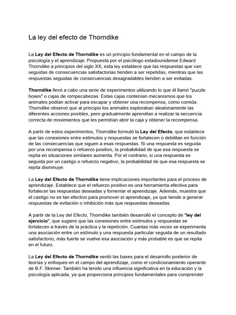 Thorndike | PDF | Aprendizaje | Behaviorismo