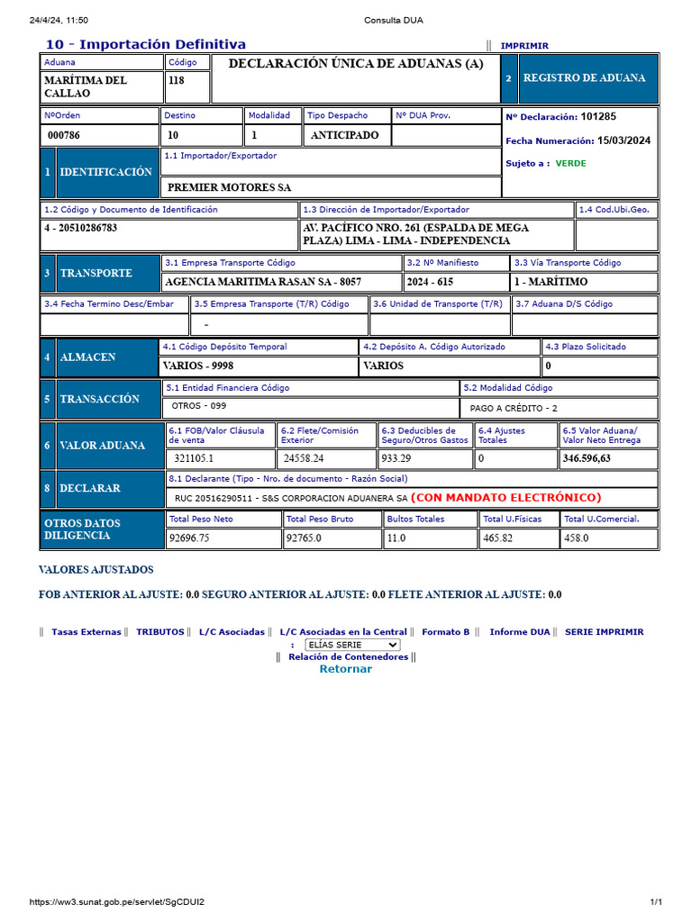 Importación Definitiva Callao 2024 | PDF | Economias | Business