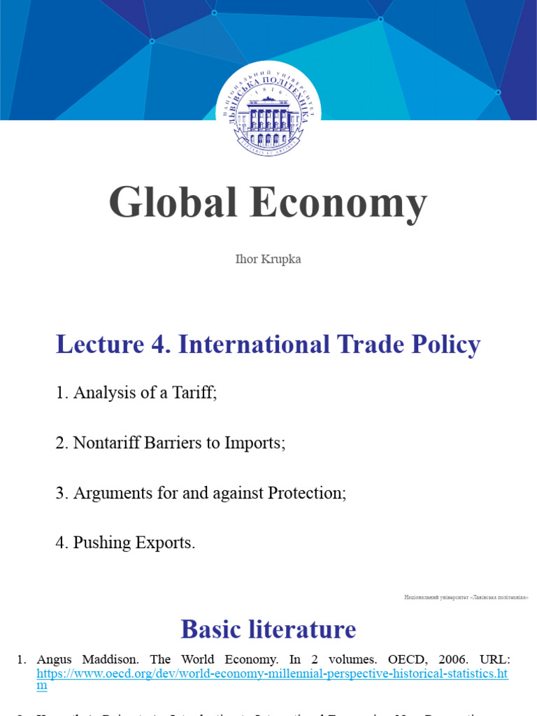 Global Economy Lecture 4 Q 1 | PDF | Economic Surplus | Tariff