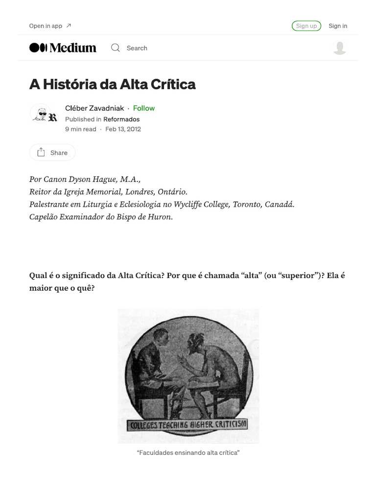A História Da Alta Crítica | PDF