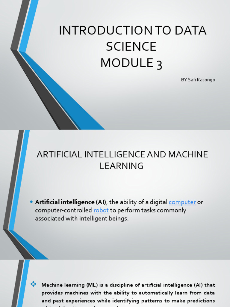 Introduction To Data Science Module 3 | PDF | Machine Learning | Artificial Intelligence