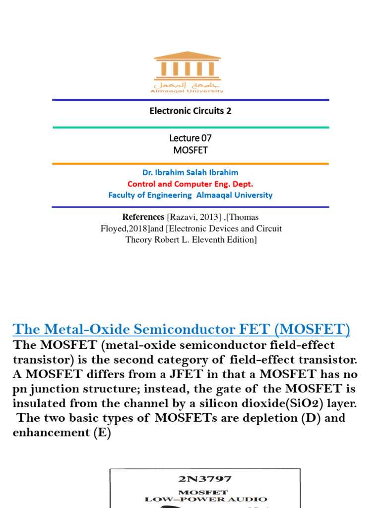 Lecture.7electronic Circuits 2 | PDF | Field Effect Transistor | Mosfet