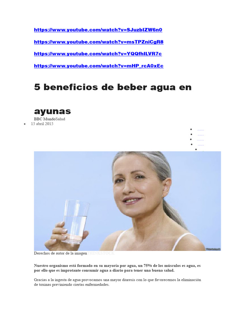 Beneficios de beber agua en ayunas | PDF | Agua | Nutrientes