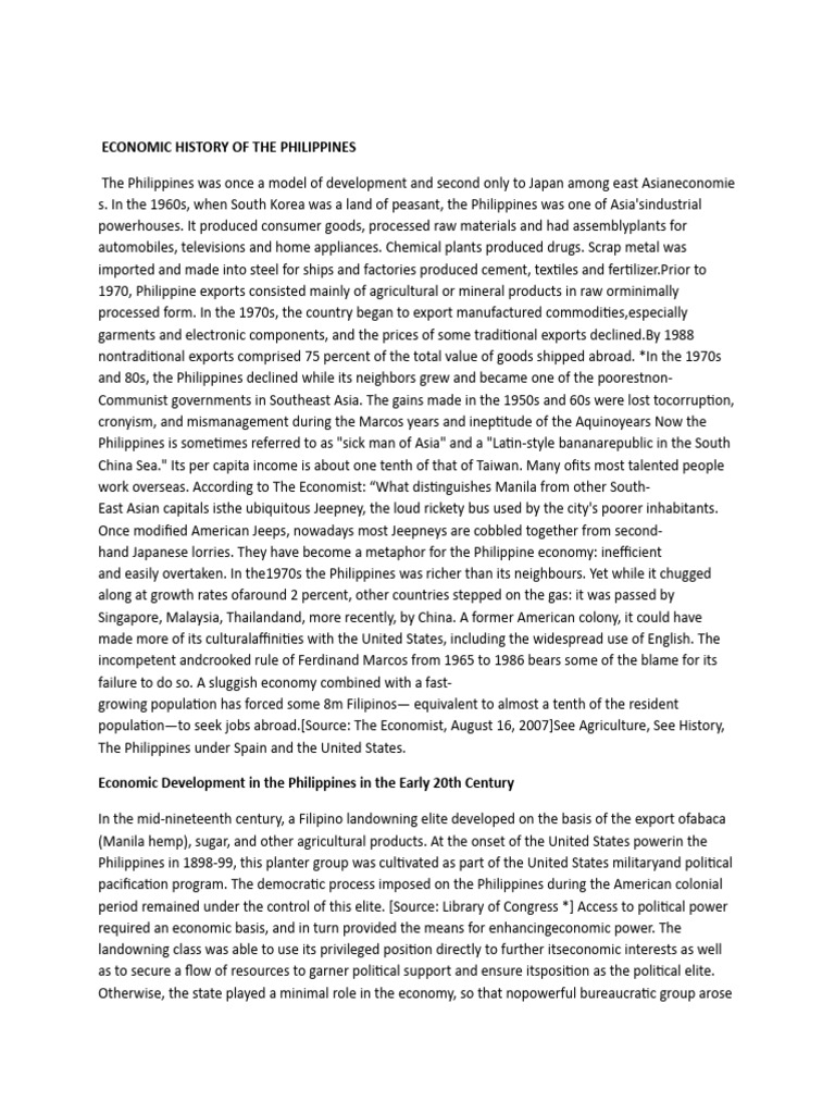 Economic History of the Philippines | PDF | Philippines | Balance Of ...